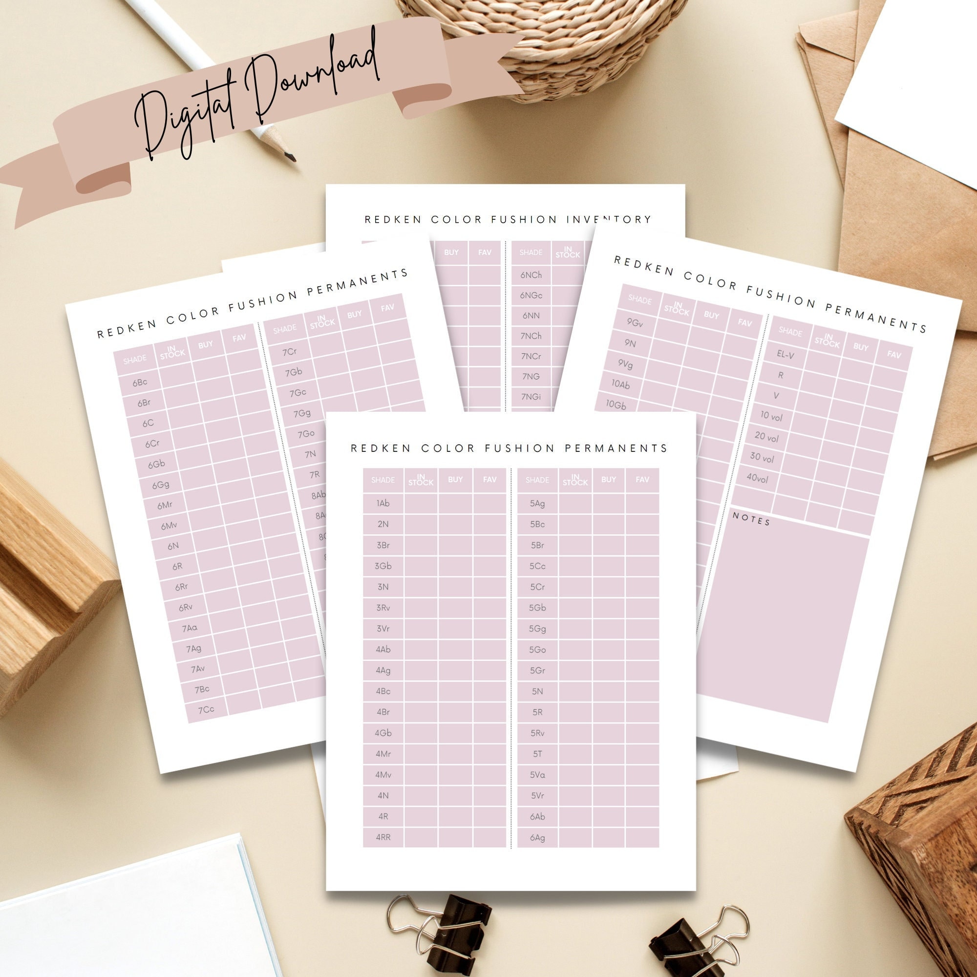 Redken Color Fusion Inventory List Template (PDF & JPEG) - Etsy