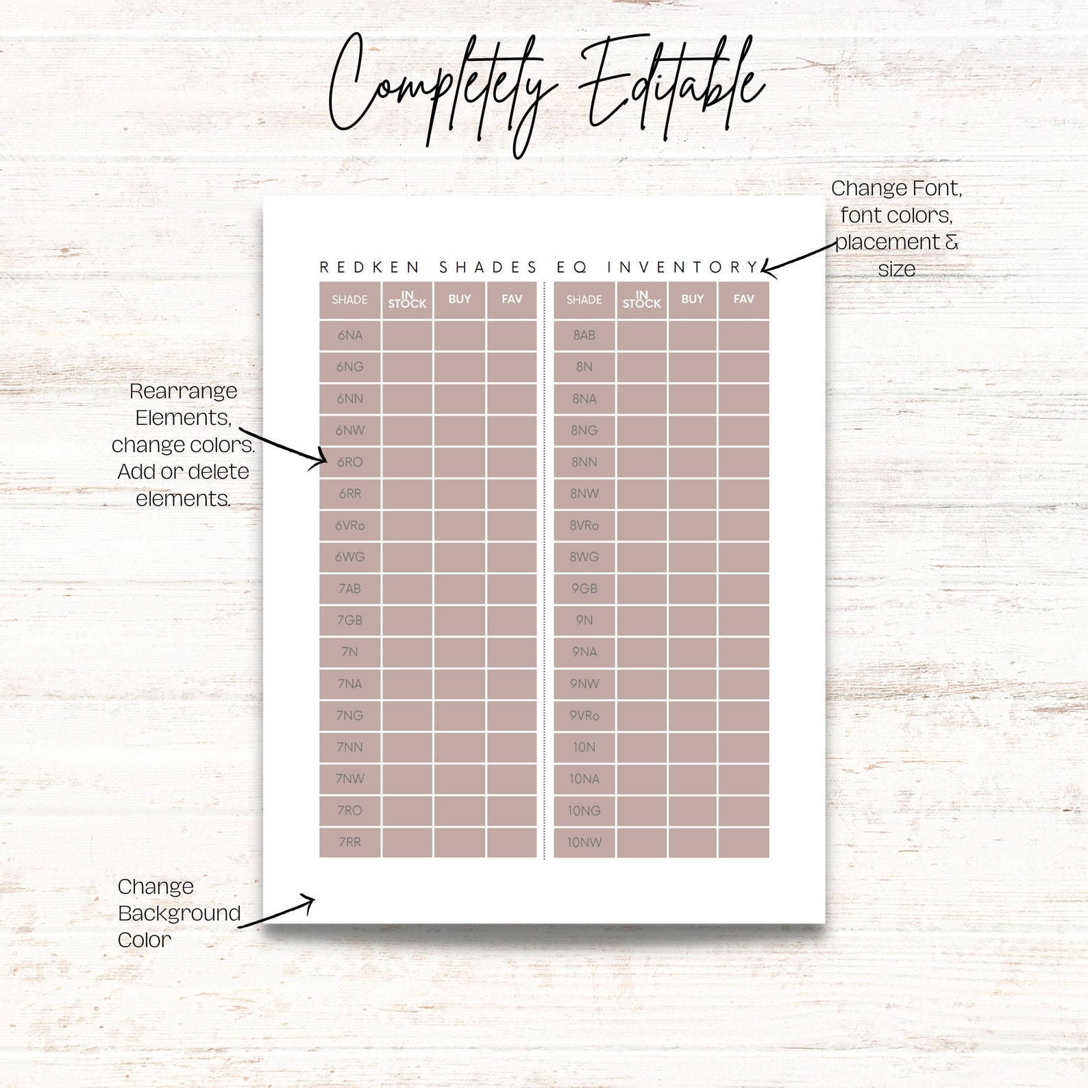 Redken Color Gels Inventory List: Salon Printable (PDF) - Etsy