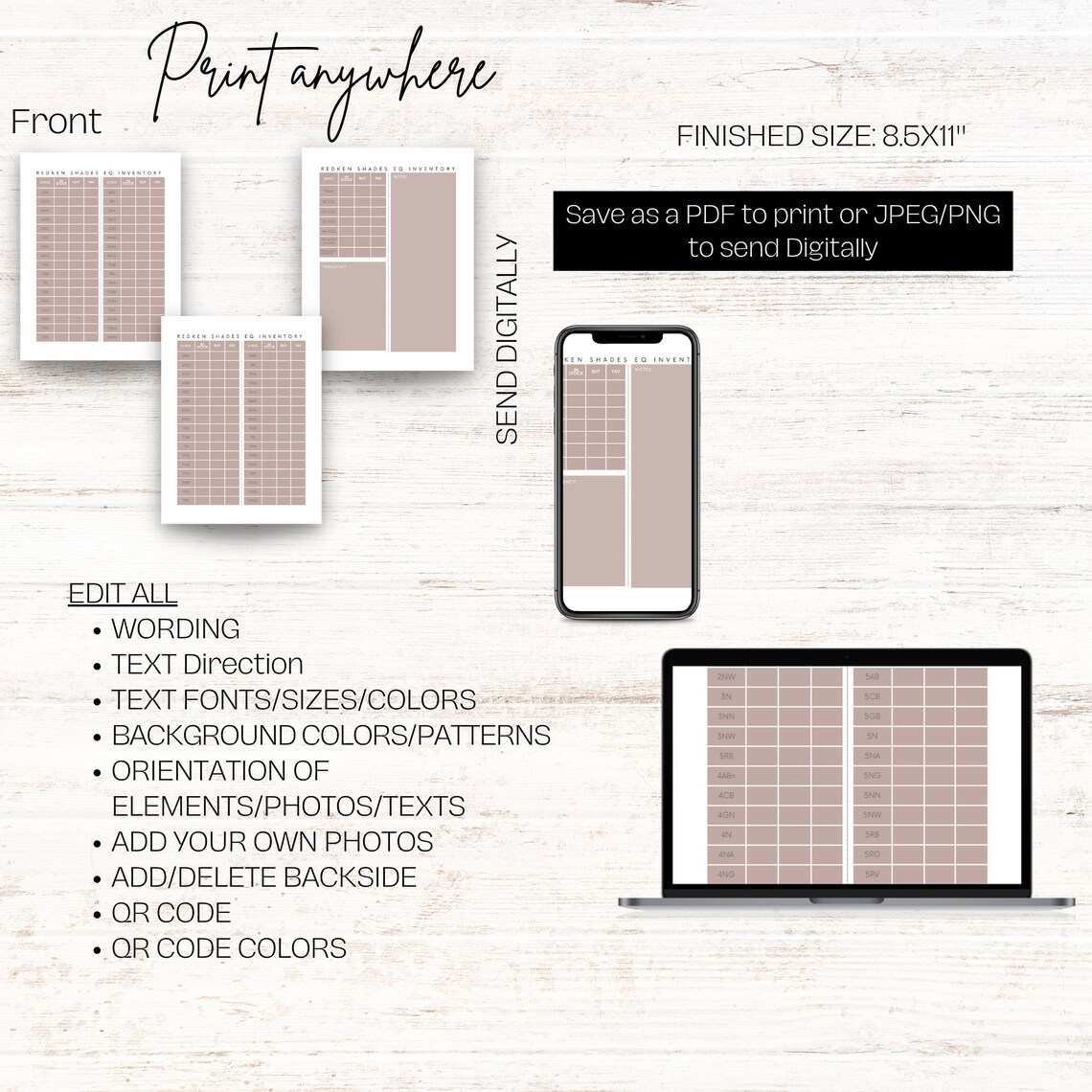 Redken Color Gels Inventory List: Salon Printable (PDF) - Etsy
