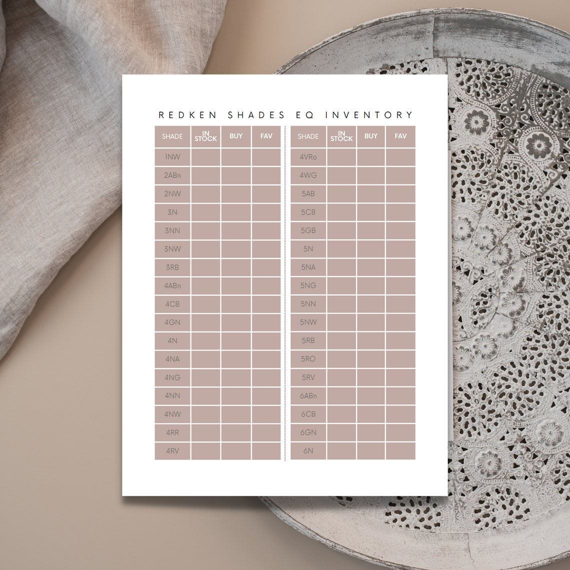 Redken Color Gels Inventory List: Salon Printable (PDF) - Etsy