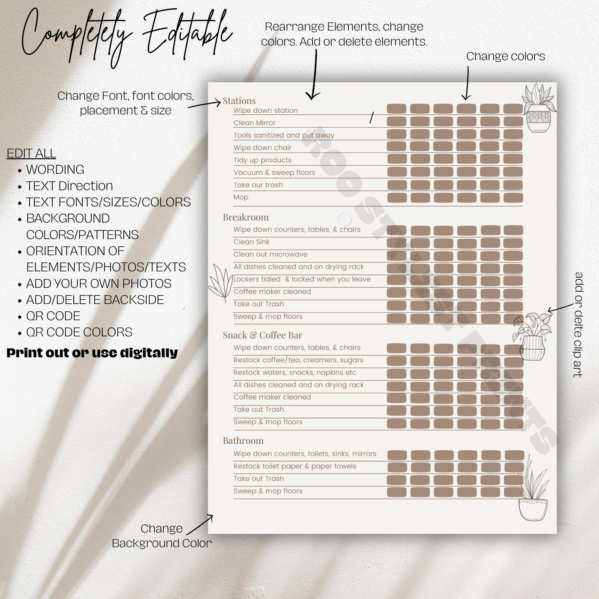 Cleaning Checklist Printable for Salons & Salon Owners, Digital ...
