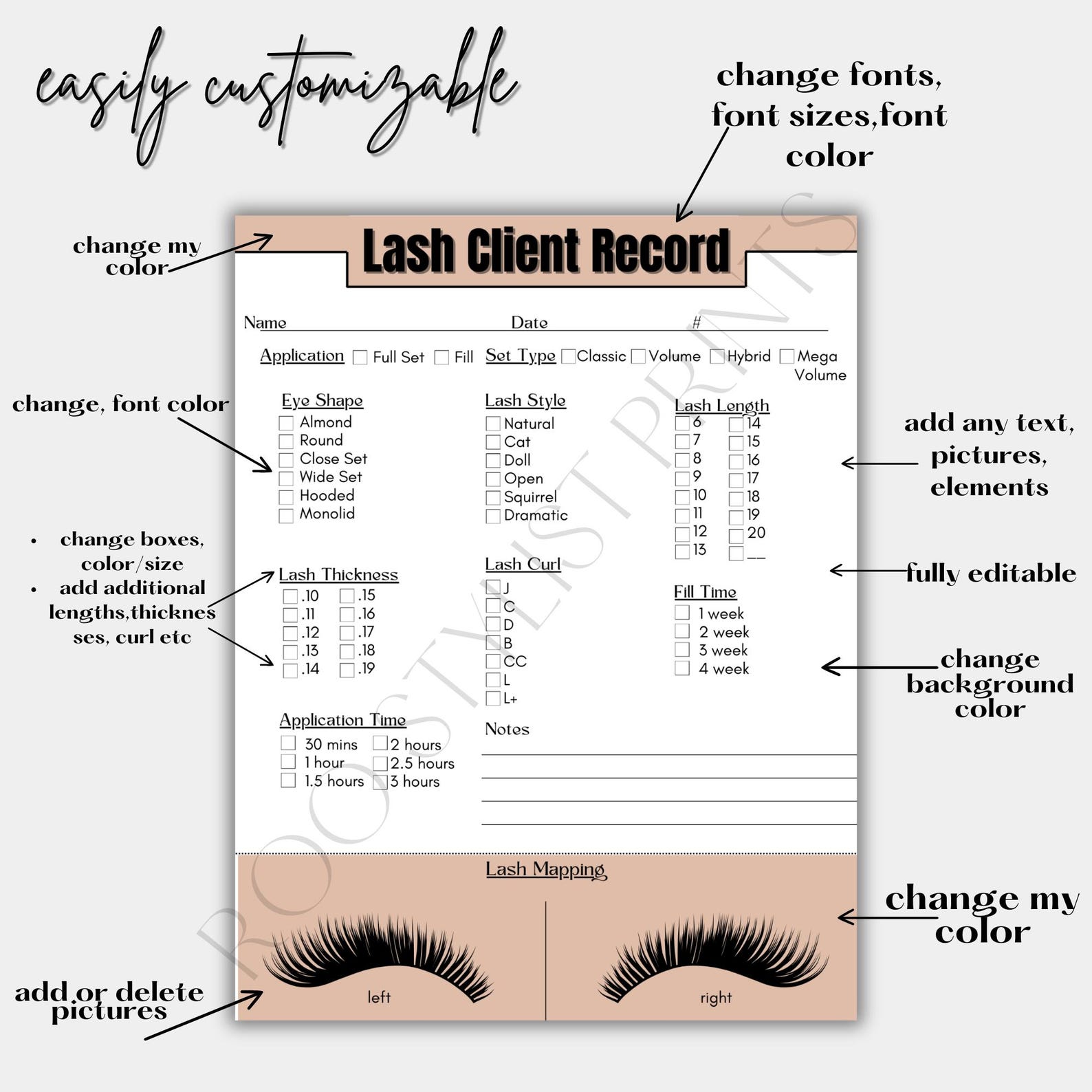 Eyelash Extension Client History Template With Lash Mapping Record ...