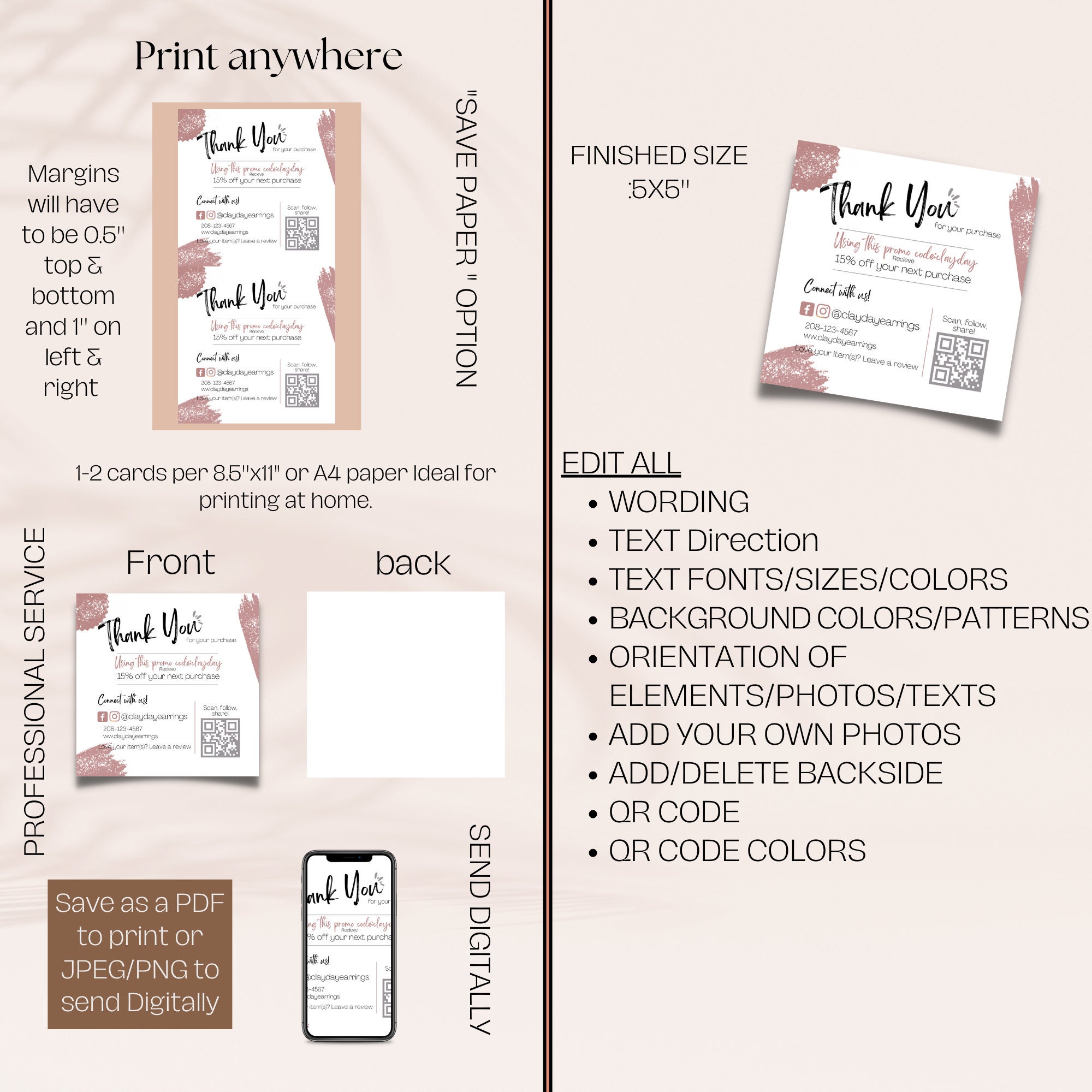 Product Thank You Card, - Etsy