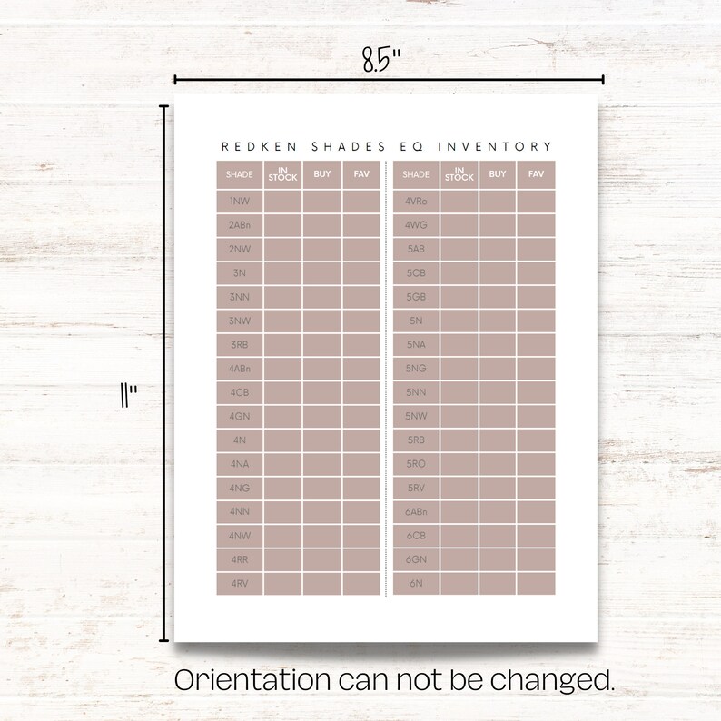 Redken Color Gels Inventory List: Salon Printable (PDF) - Etsy