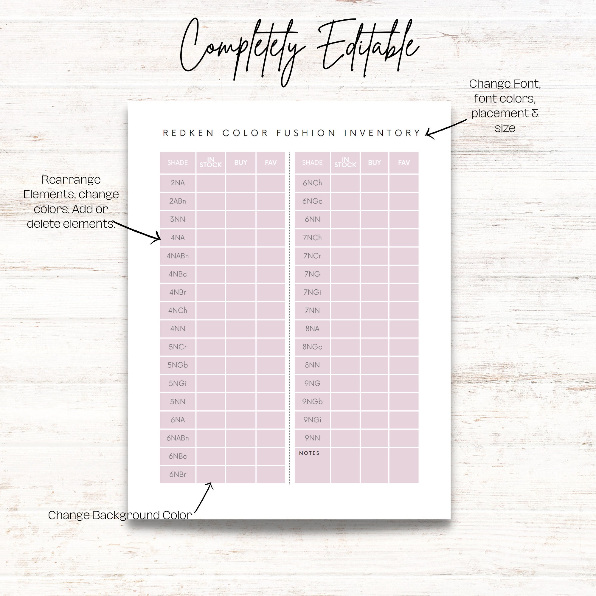 Redken Color Fushion Inventory List Template, Color Inventory ...