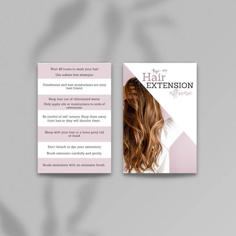 Tape-in Hair Extension Aftercare Card: Salon Guide (digital Download ...