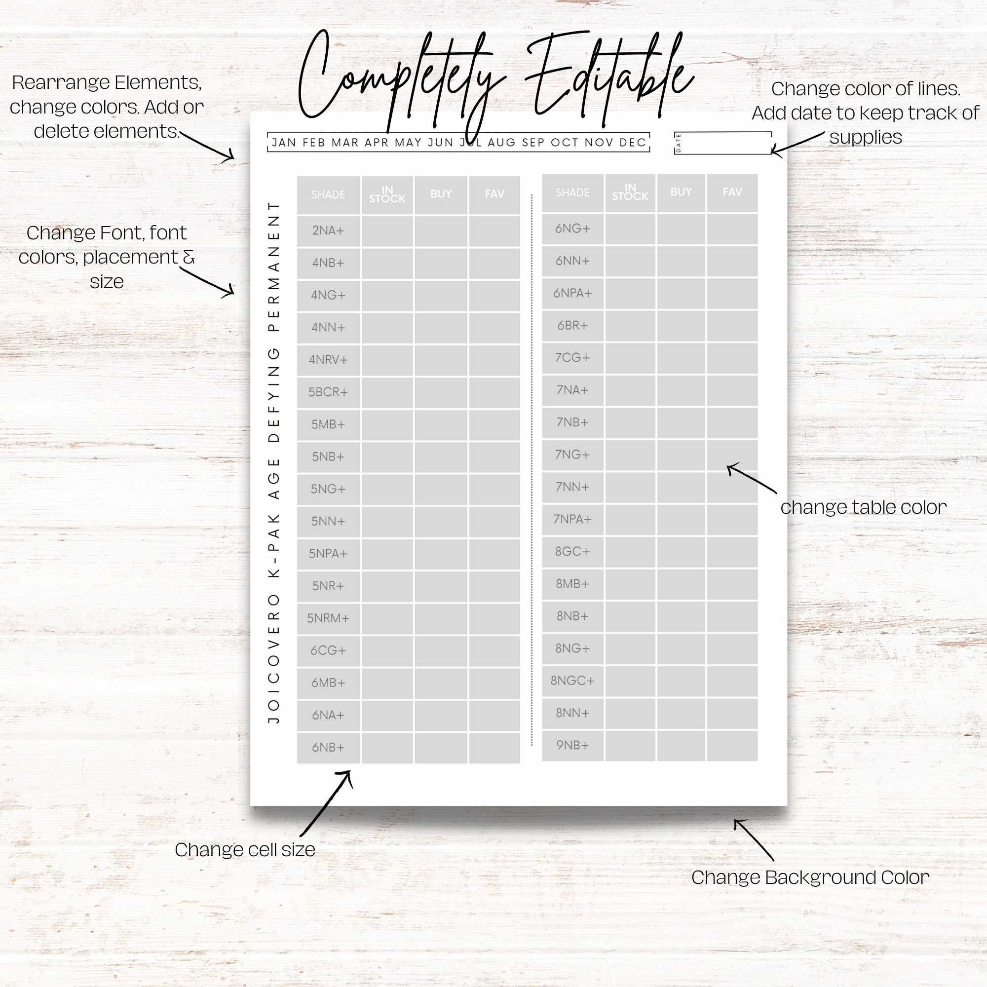 Joico Vero Age Defying Color Inventory Template, Salon Invenory ...