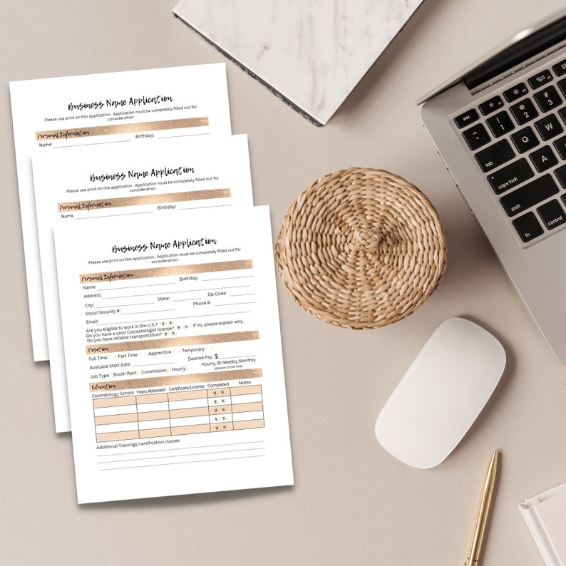 Salon Job Application Template, Small Business Employee Application ...