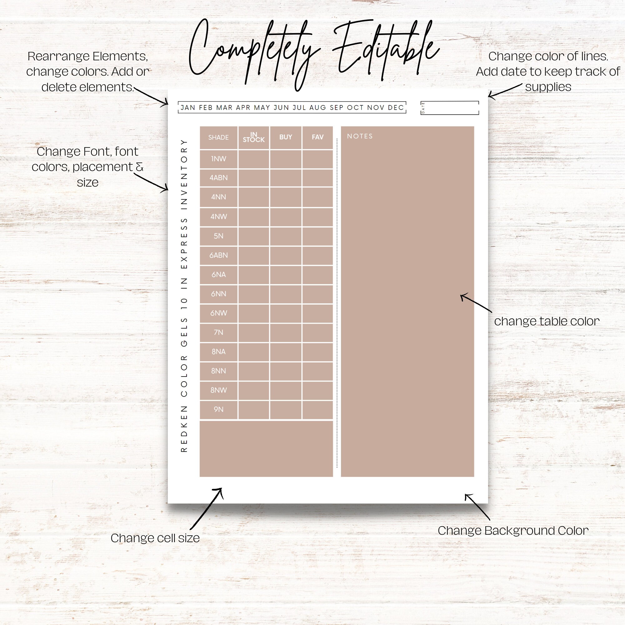 Redken 10 Min Express Color Line Inventory List, Salon Color Organizer ...