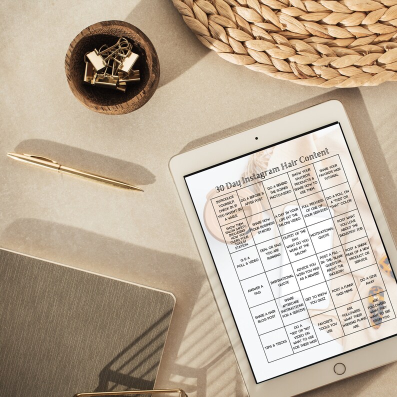 30 Day Instagram Social Media Content Template, Salon Content Calendar ...
