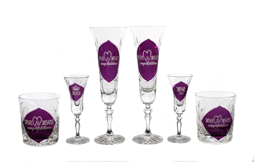 Colorful Crystal Glass Weeding Glasses Set, 6pcs| Engagement Gifts ...