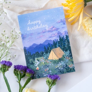 Camping Birthday Card | Illustration Greeting Card - Etsy