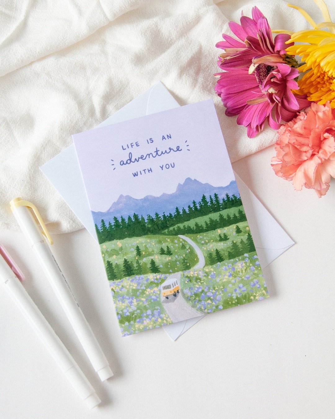 Adventures With You Card | Handmade Greeting Card | Illustration Art - Etsy