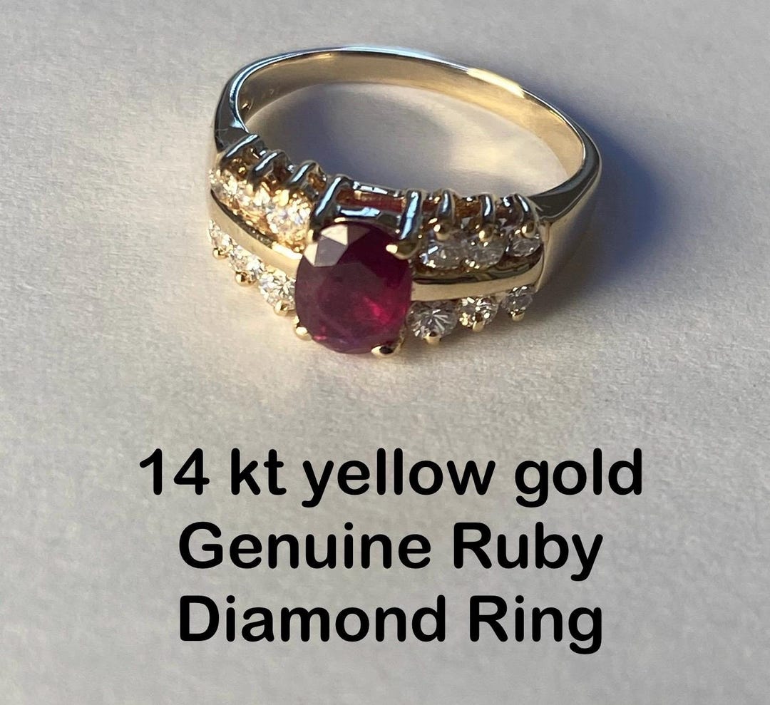 14 Kt Yellow Gold Vintage Genuine Ruby Ring - Etsy