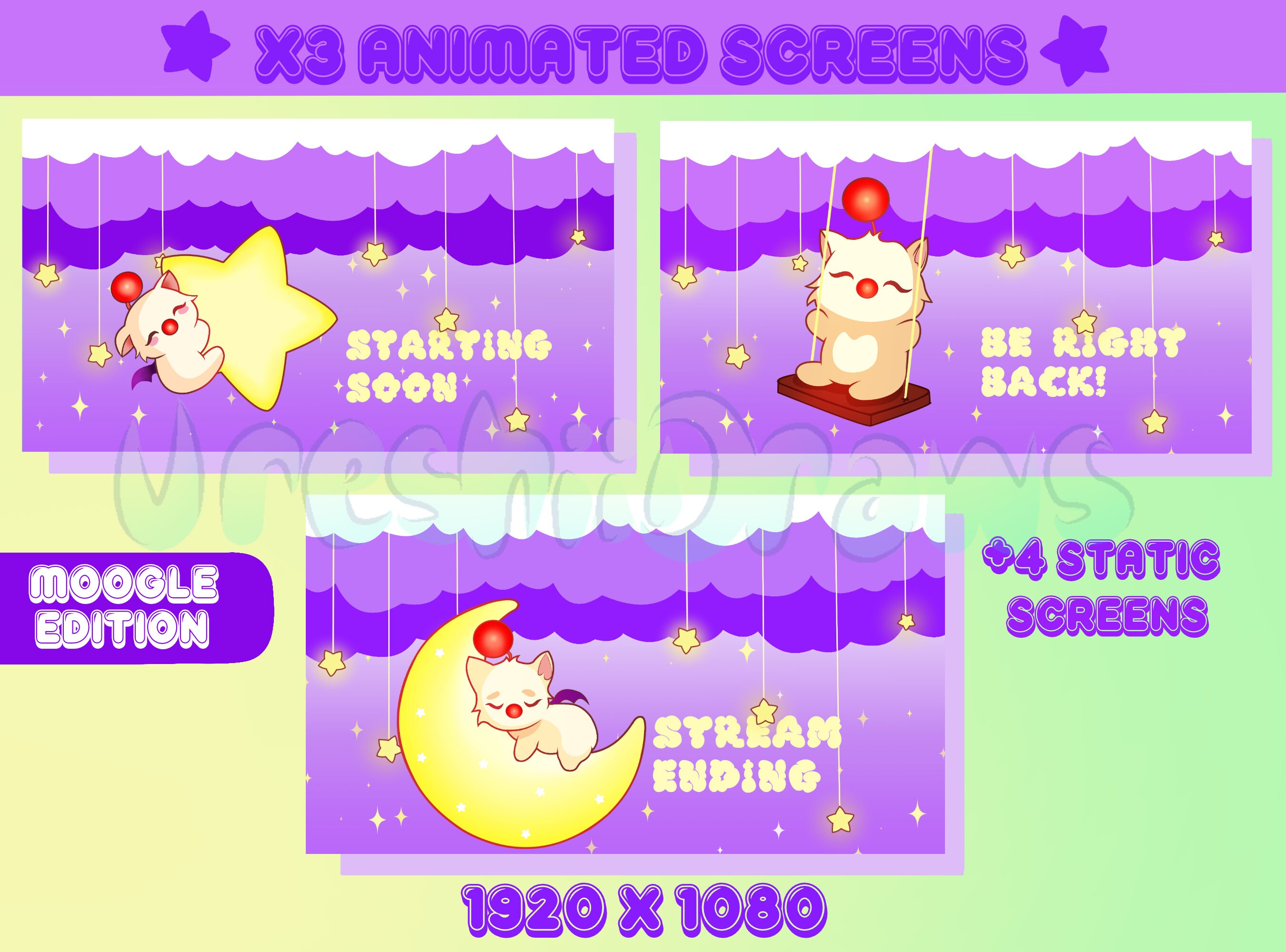 Moogle Animated / Static Twitch Screens / Scenes X7 Purple - Etsy