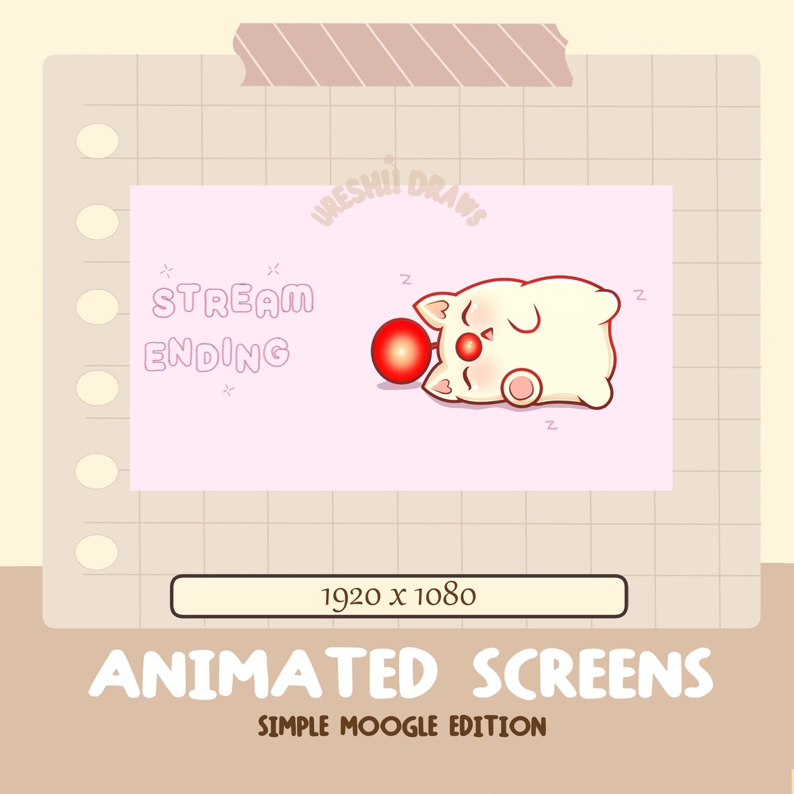 Simple Animated Moogle Twitch Screens / Scenes | Pink Theme - Etsy