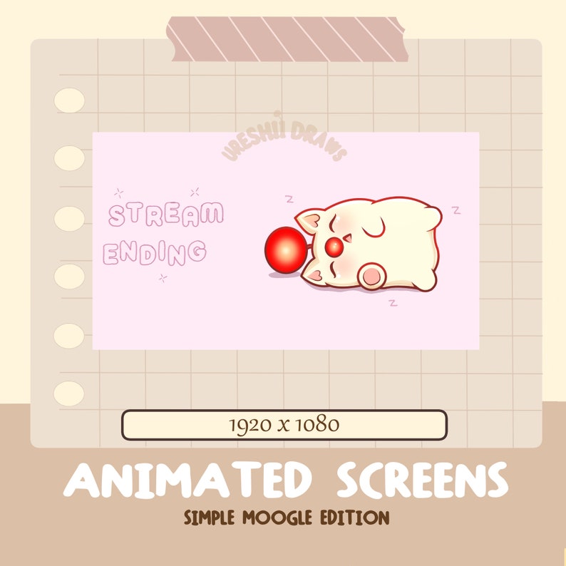 Simple Animated Moogle Twitch Screens / Scenes | Pink Theme - Etsy