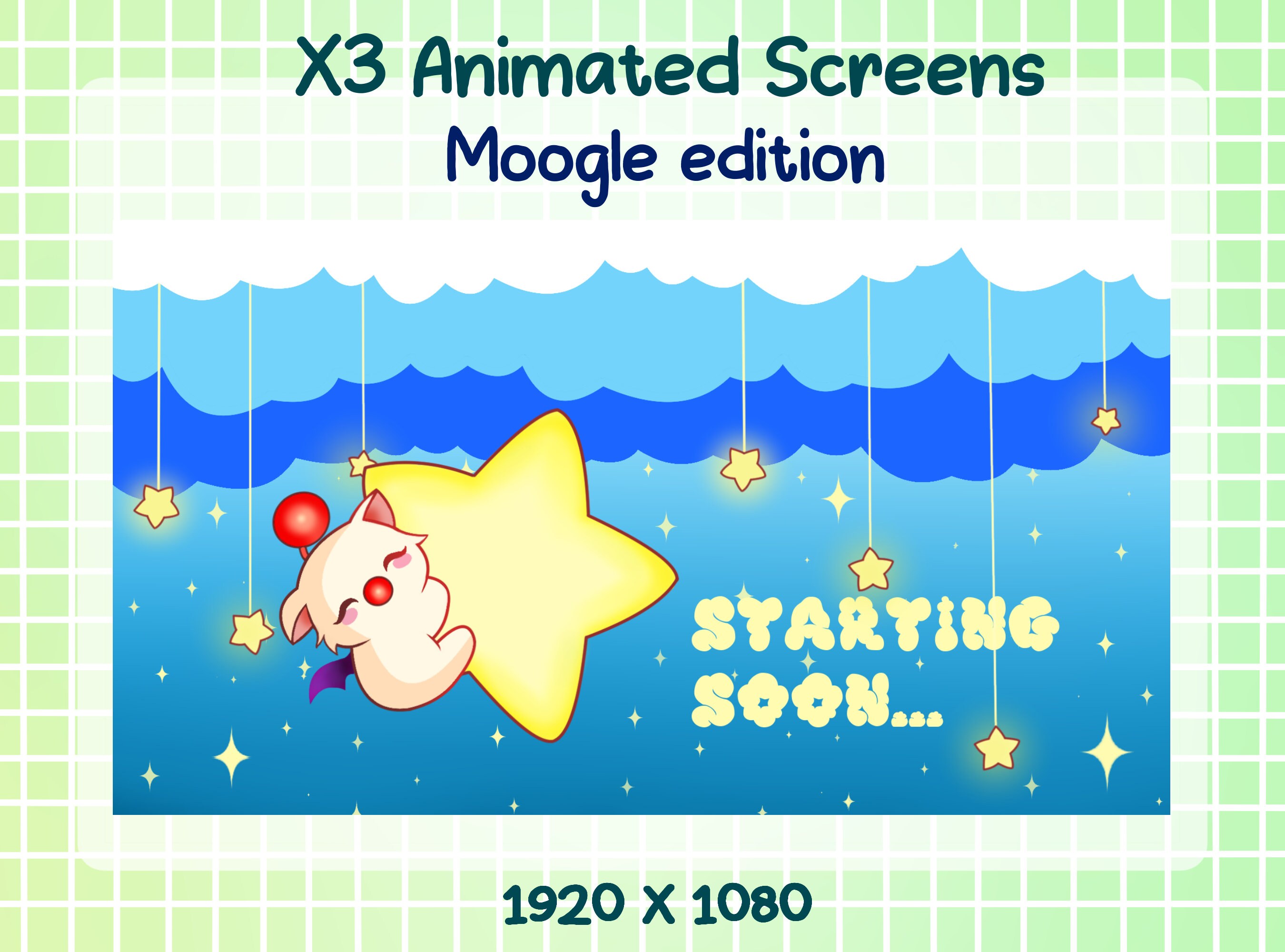 Moogle Animated / Static Twitch Screens / Scenes X7 Blue Theme - Etsy