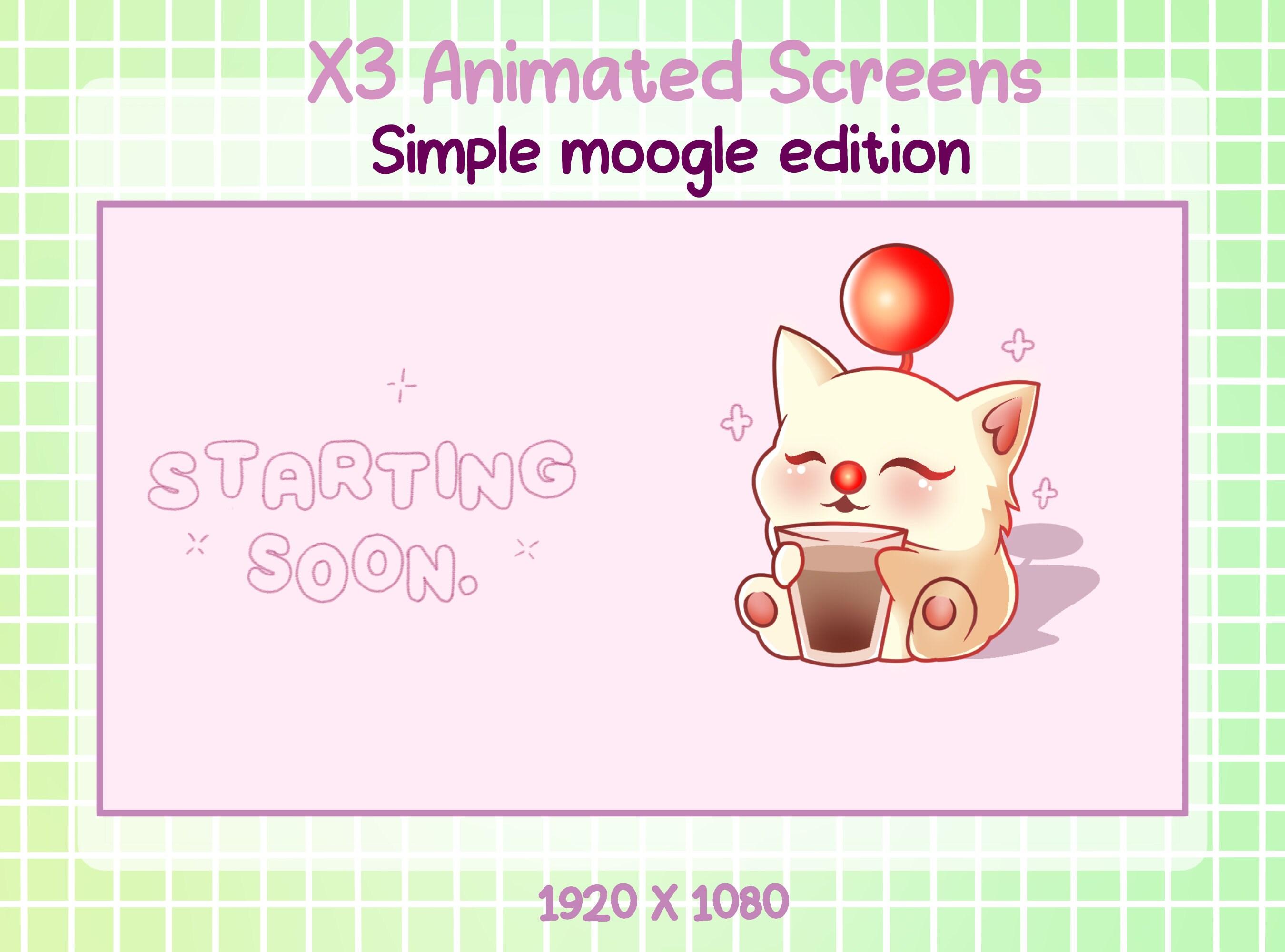 Simple Animated Moogle Twitch Screens / Scenes Pink Theme - Etsy