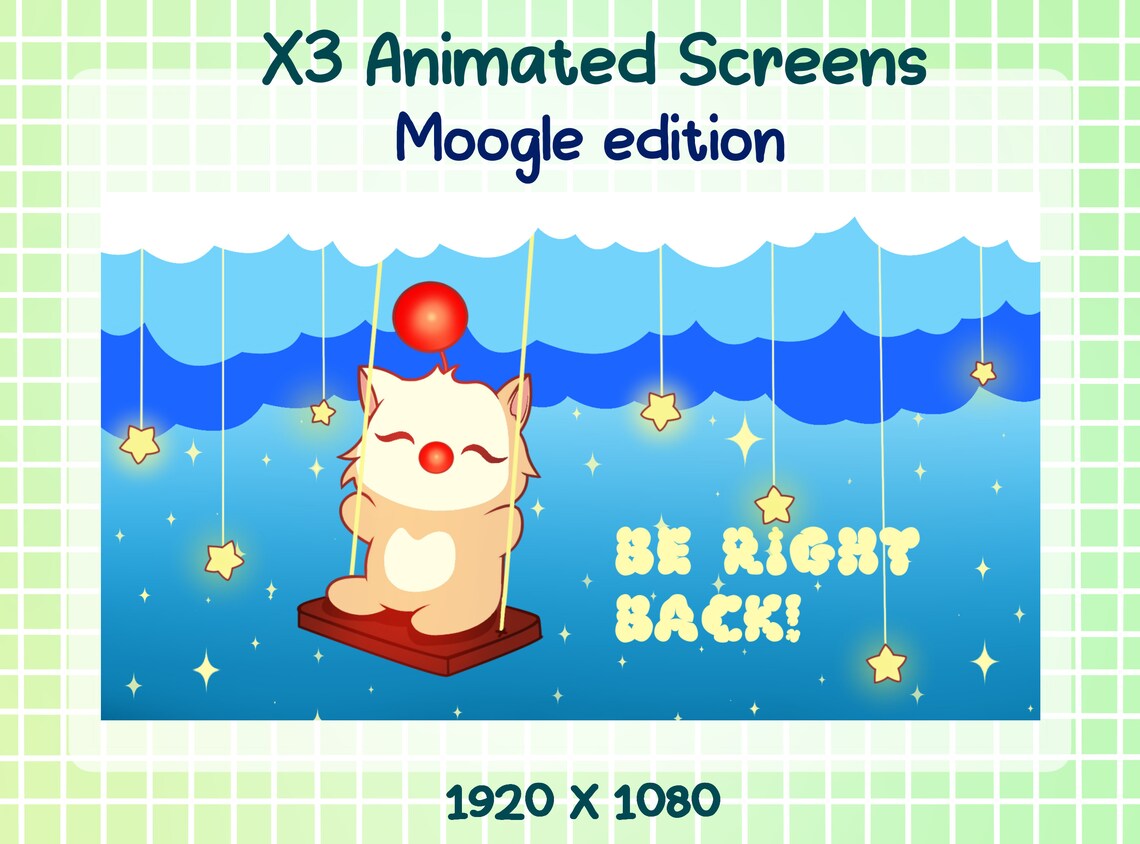Moogle Animated / Static Twitch Screens / Scenes X7 Blue Theme - Etsy