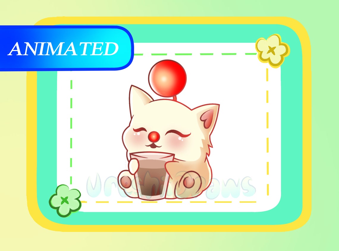 Animated Moogle Drink Chocolate Milk Tea Twitch Emote - Etsy