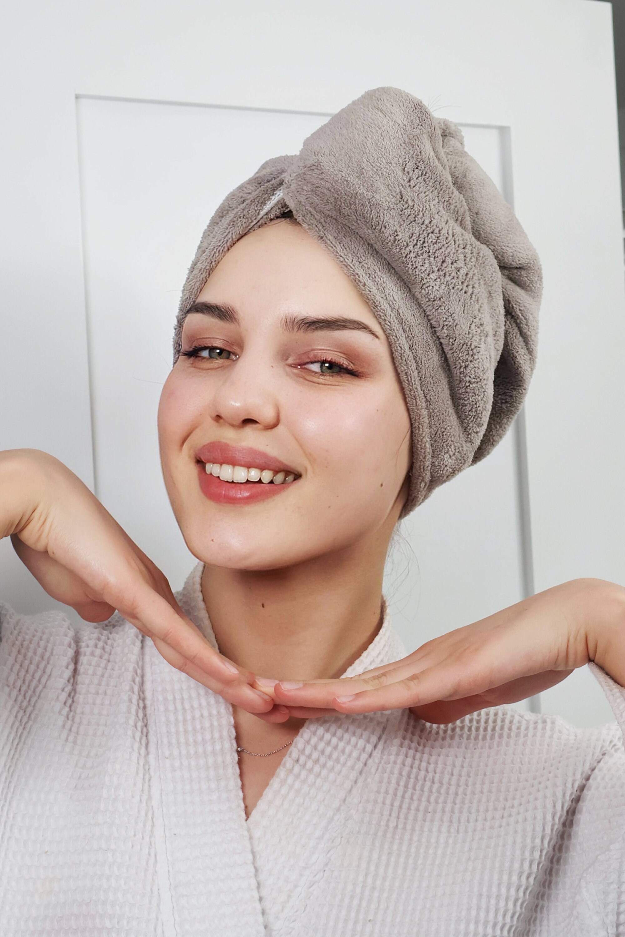 Microfiber Hair Towel Wrap Set Head Turban Towel Wrap for Drying Wet ...