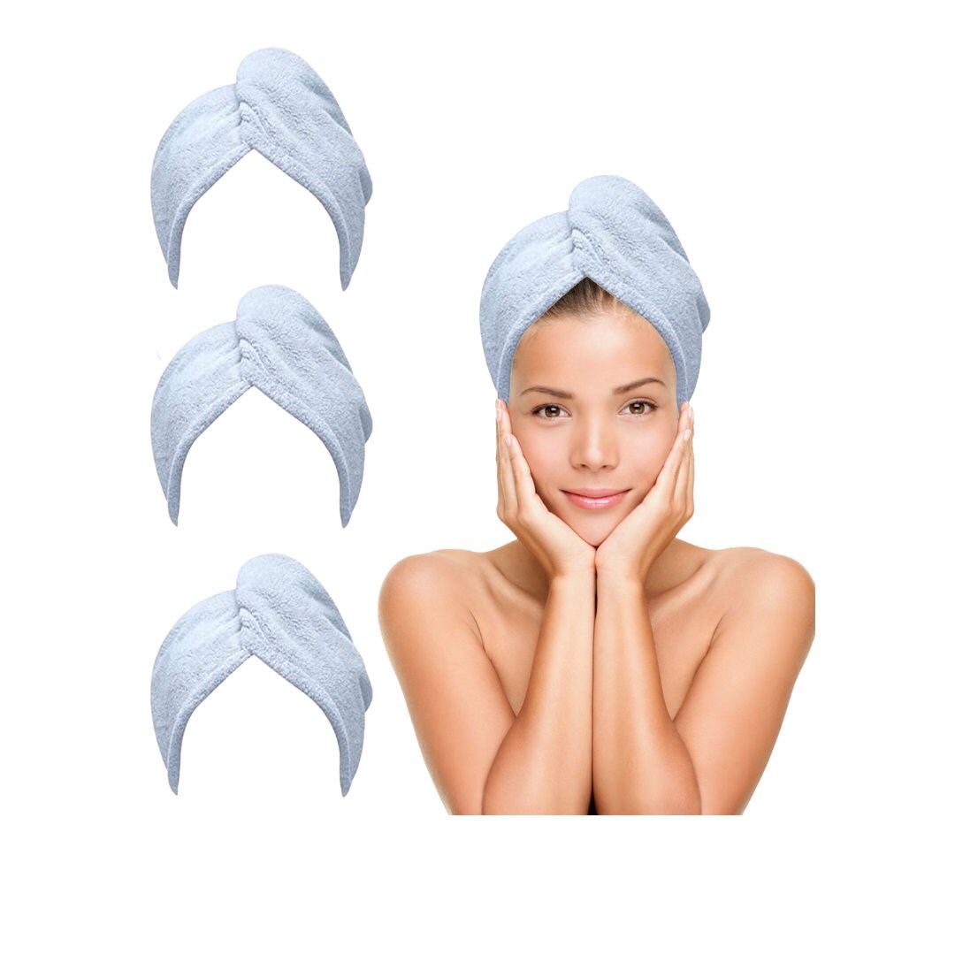Microfiber Hair Towel Wrap Set Head Turban Towel Wrap for Drying Wet ...