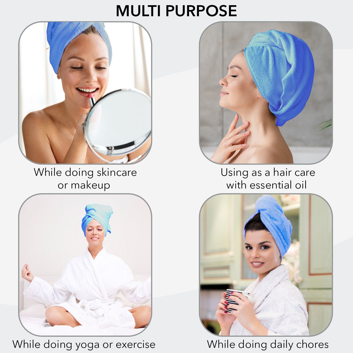 Microfiber Hair Towel Wrap Set Head Turban Towel Wrap for Drying Wet ...