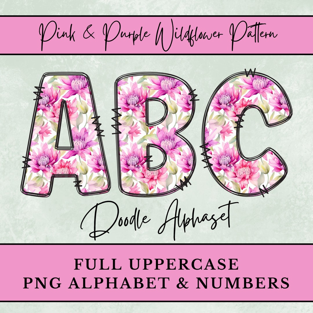 Pink & Purple Wildflower Pattern PNG Alphabet, PNG Alphabet Letters ...