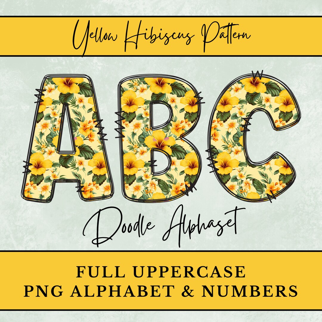 Golden Yellow Hibiscus PNG Alphabet, Floral PNG Letters, Tropical ...