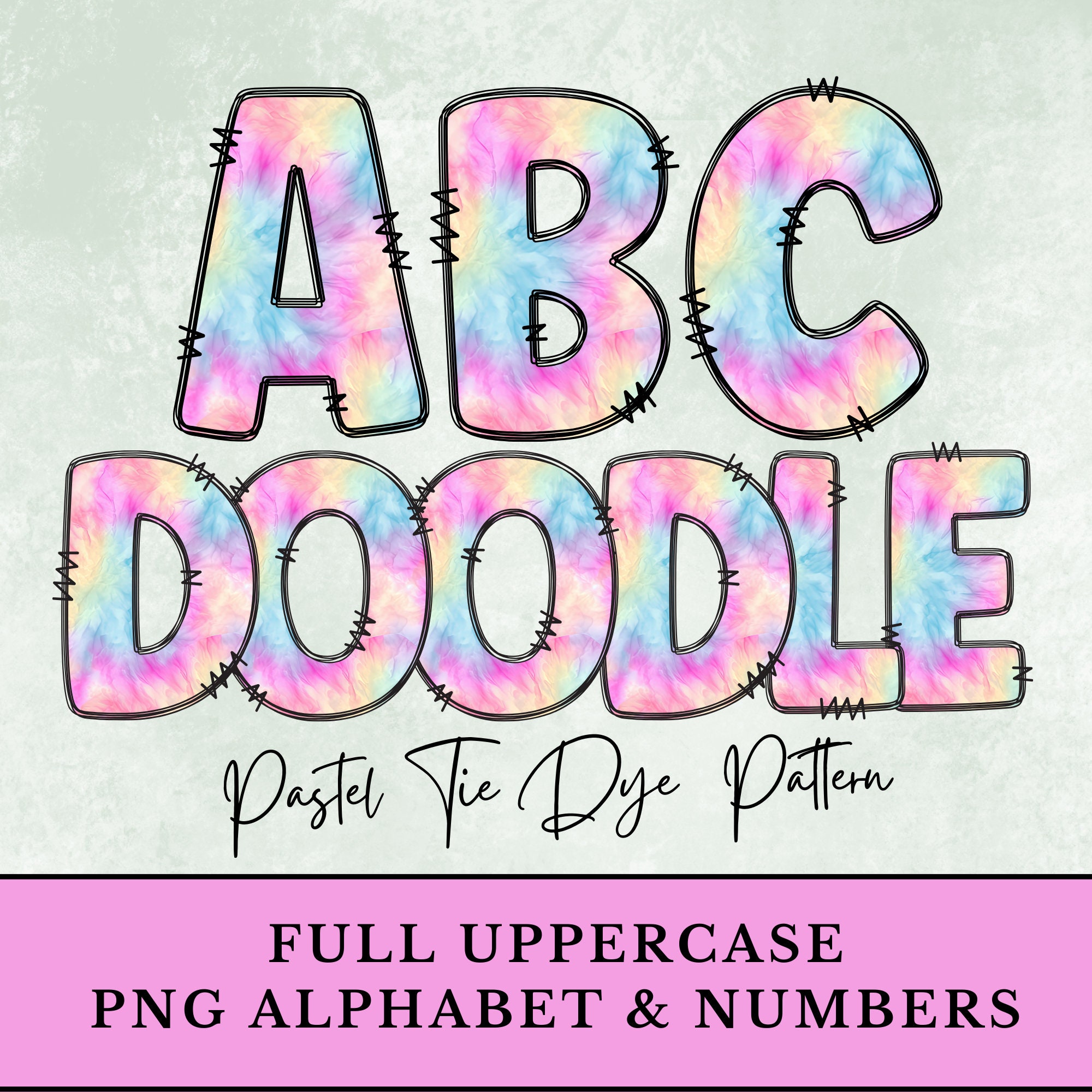 Pastel Tie Dye PNG Alphabet, Soft Pink Blue Purple Yellow Doodle ...