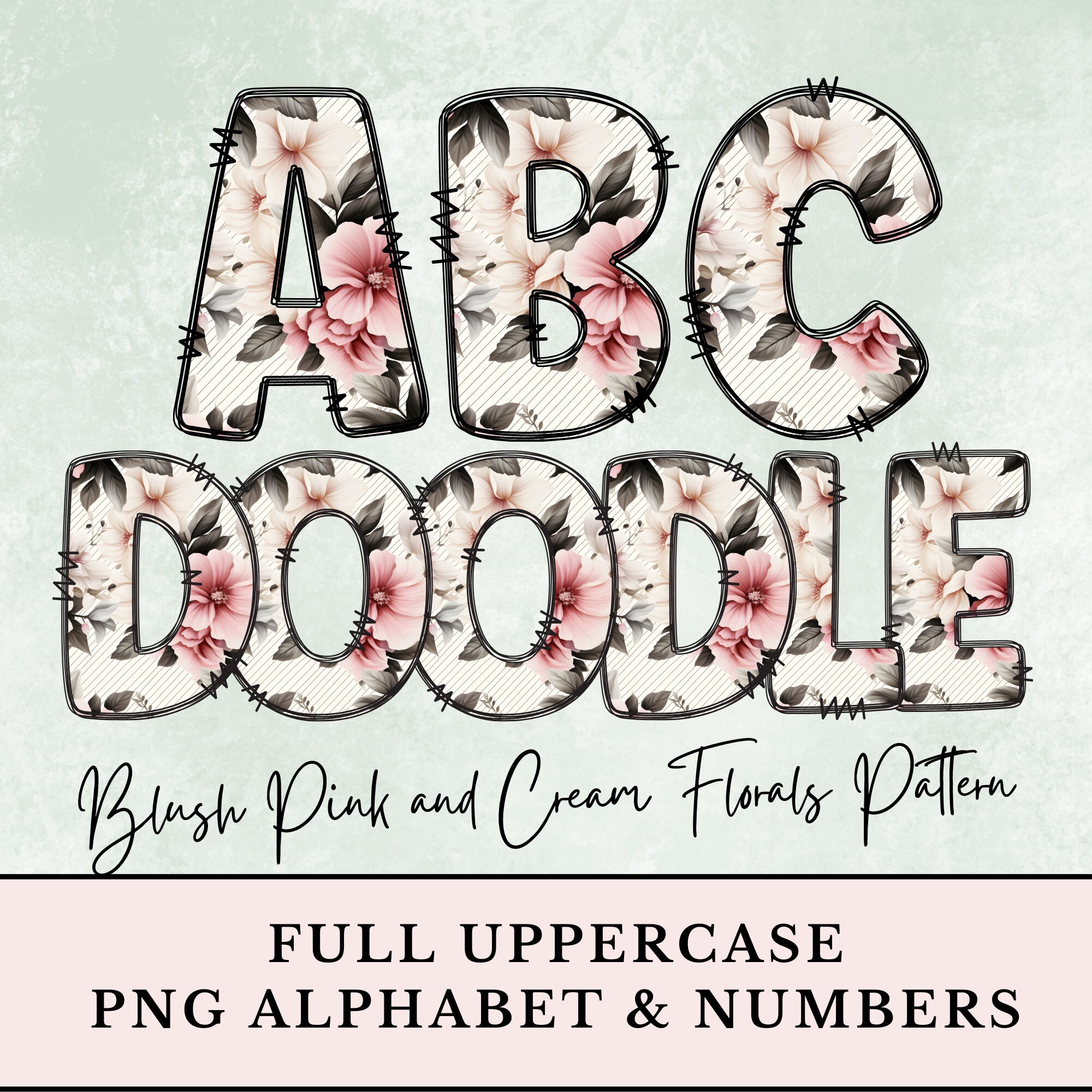 Blush Pink and Cream Floral PNG Alphabet, Pink PNG Font Letters, Doodle ...
