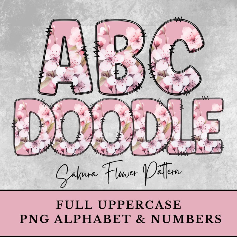 Sakura Flower PNG Alphabet, Cherry Blossoms PNG Uppercase Alphabet ...