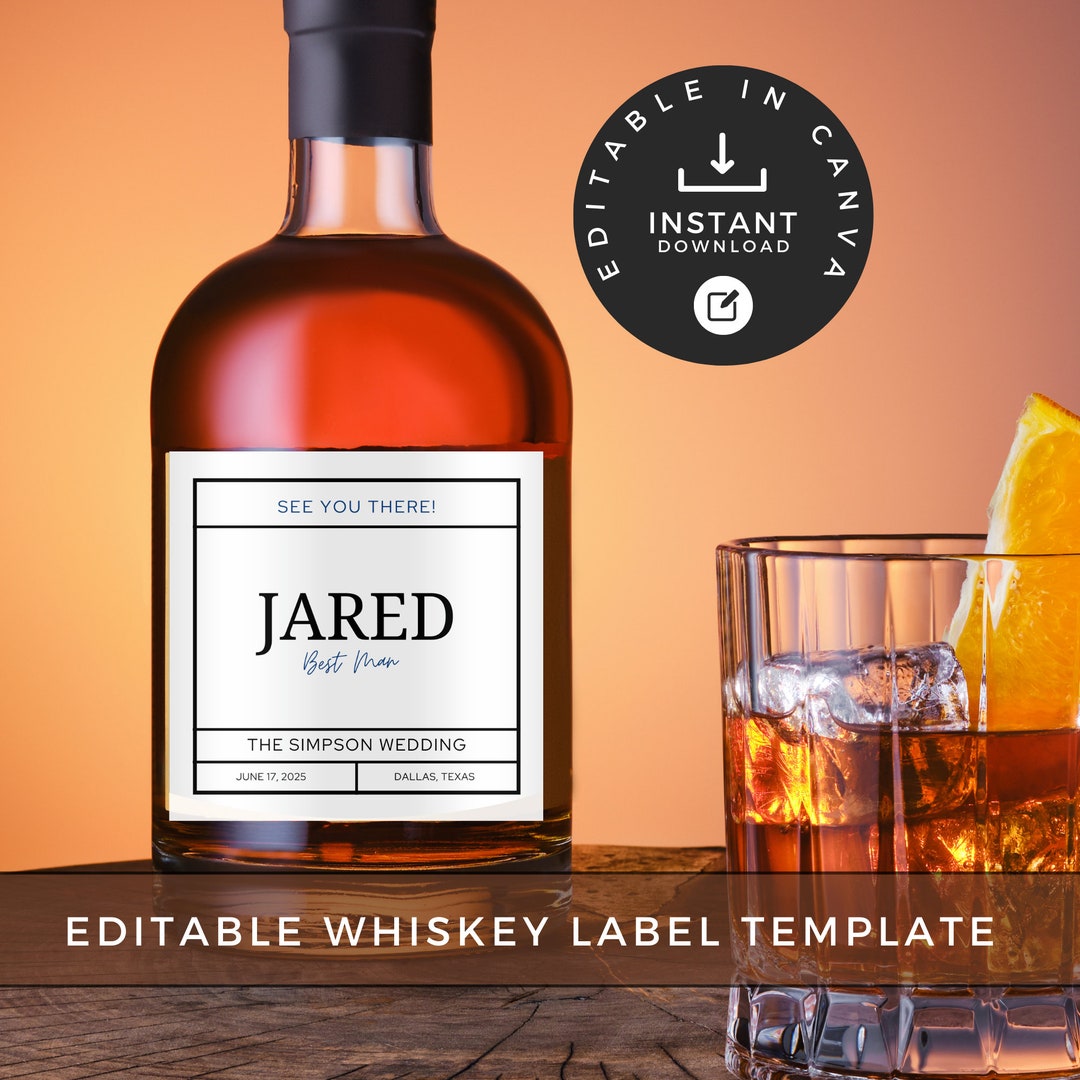 Personalized Whiskey Label Template, Be My Groomsman, Editable Best Man ...