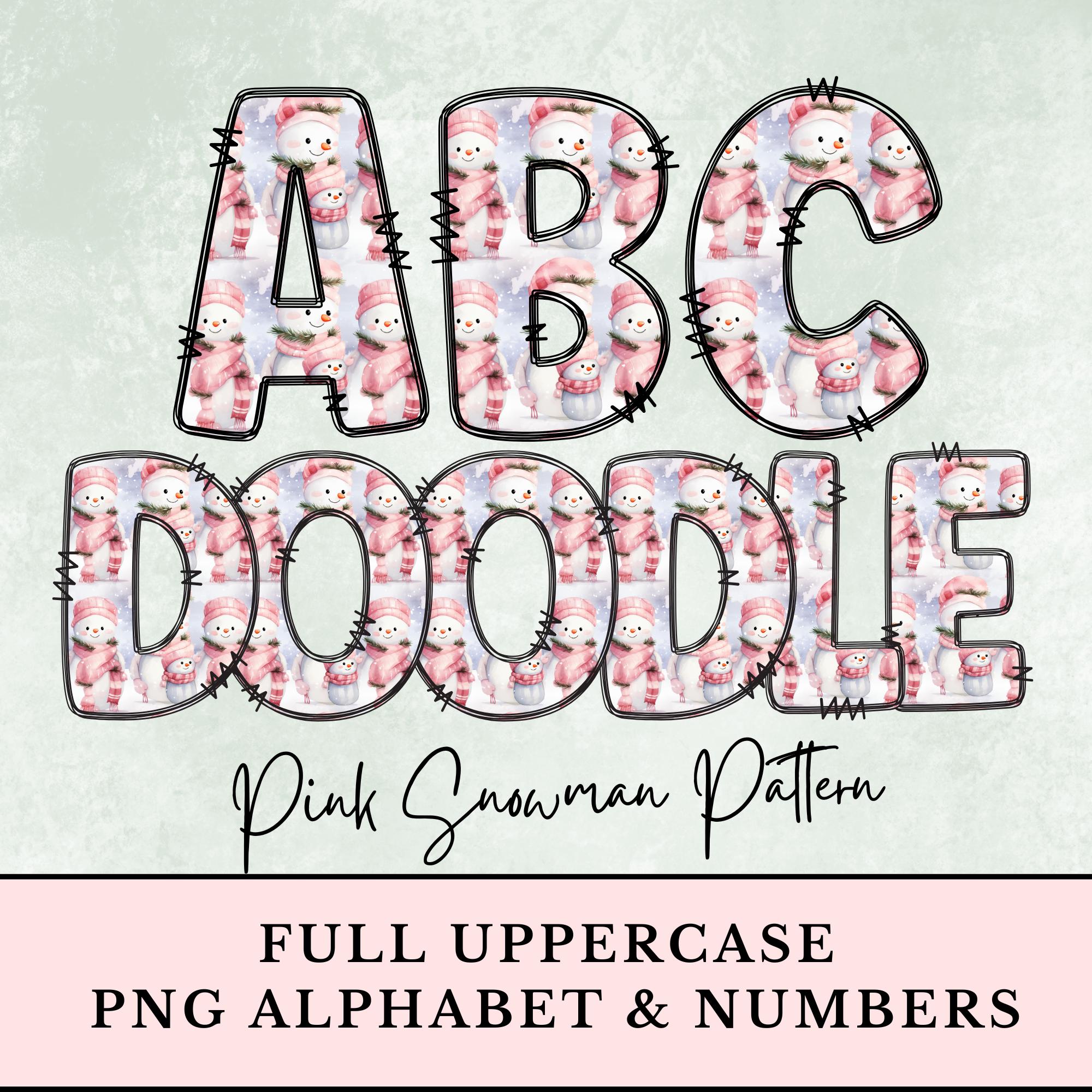 Pink Snowman PNG Alphabet, Christmas Snow Family PNG Alphabet Letters ...
