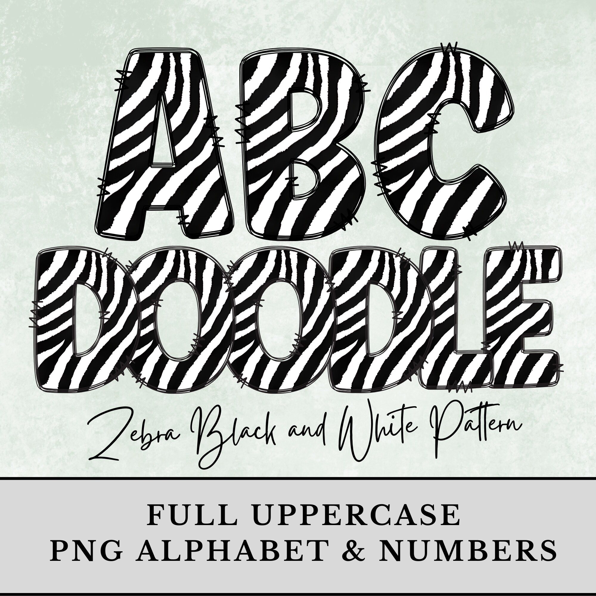 Black and White Zebra Print PNG Alphabet, PNG Letters, Animal Print ...