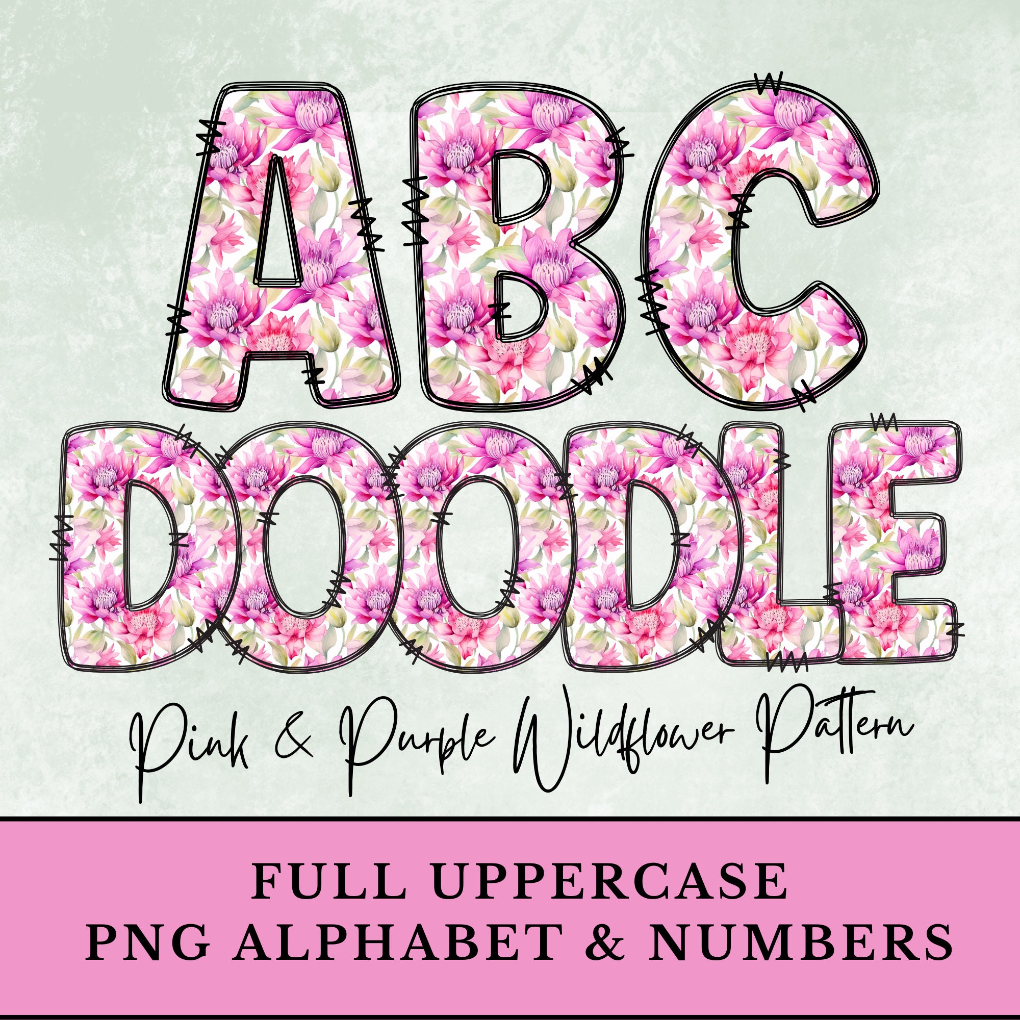 Pink & Purple Wildflower Pattern PNG Alphabet, PNG Alphabet Letters ...