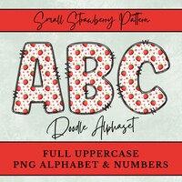 4 Strawberry Alphabets Clipart, PNG Digital Clip Art, Strawberry ...