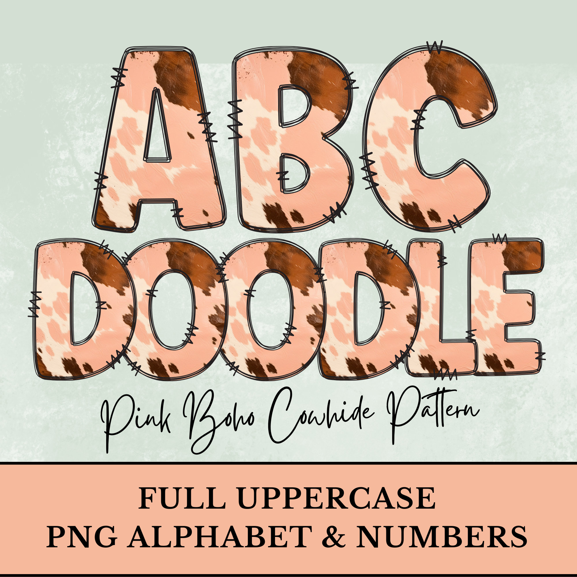 Boho Pink & Brown Cowhide PNG Alphabet, Cow Print Letters, Animal Print ...