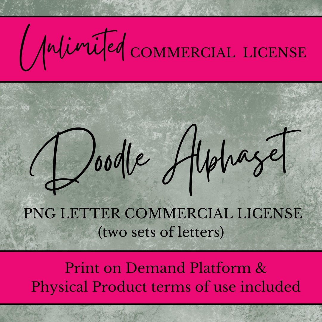 Commercial License for 2 Doodle Letter Sets, PNG Alphabet Letters, T ...