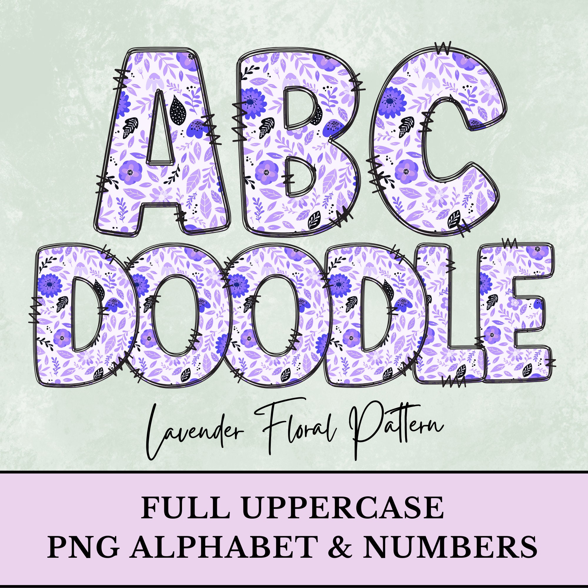 Lavender Floral PNG Alphabet, PNG Alphabet Letters, Purple Doodle ...