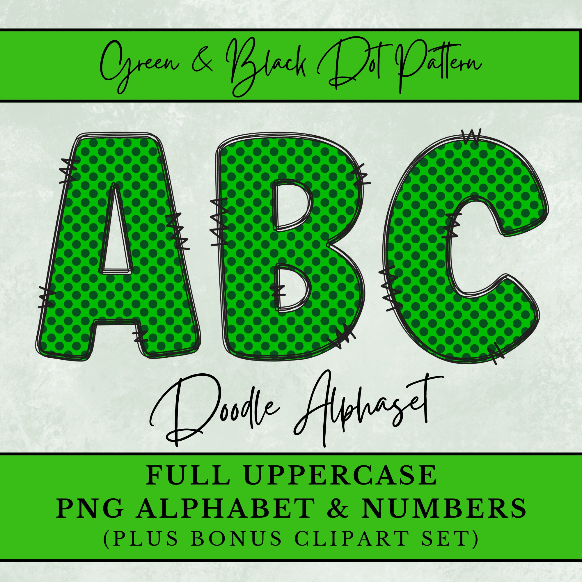 Green Polka Dot PNG Alphabet Letters Doodle Letters for T-shirt ...
