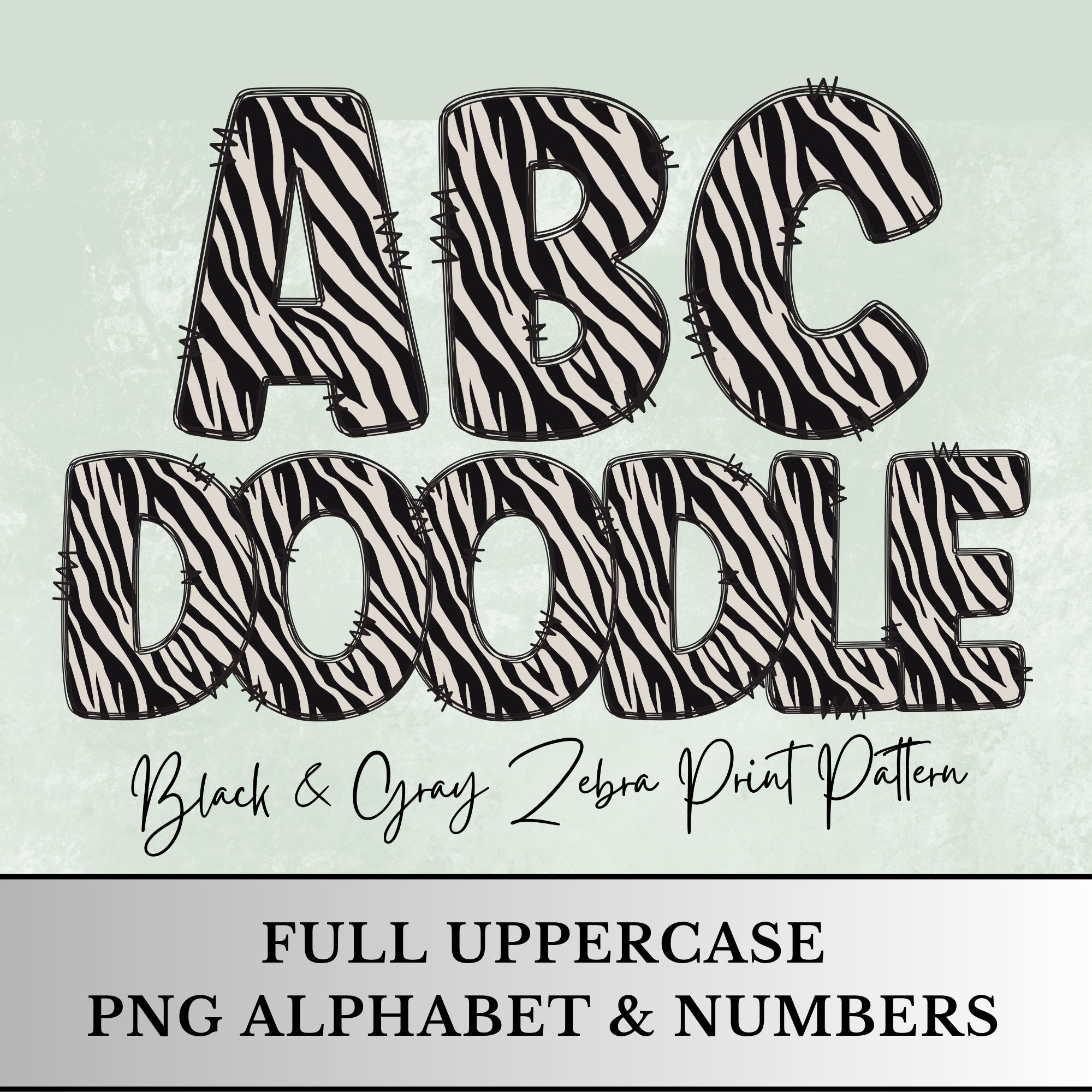 Black and Gray Zebra Print PNG Alphabet, PNG Letters, Animal Print ...