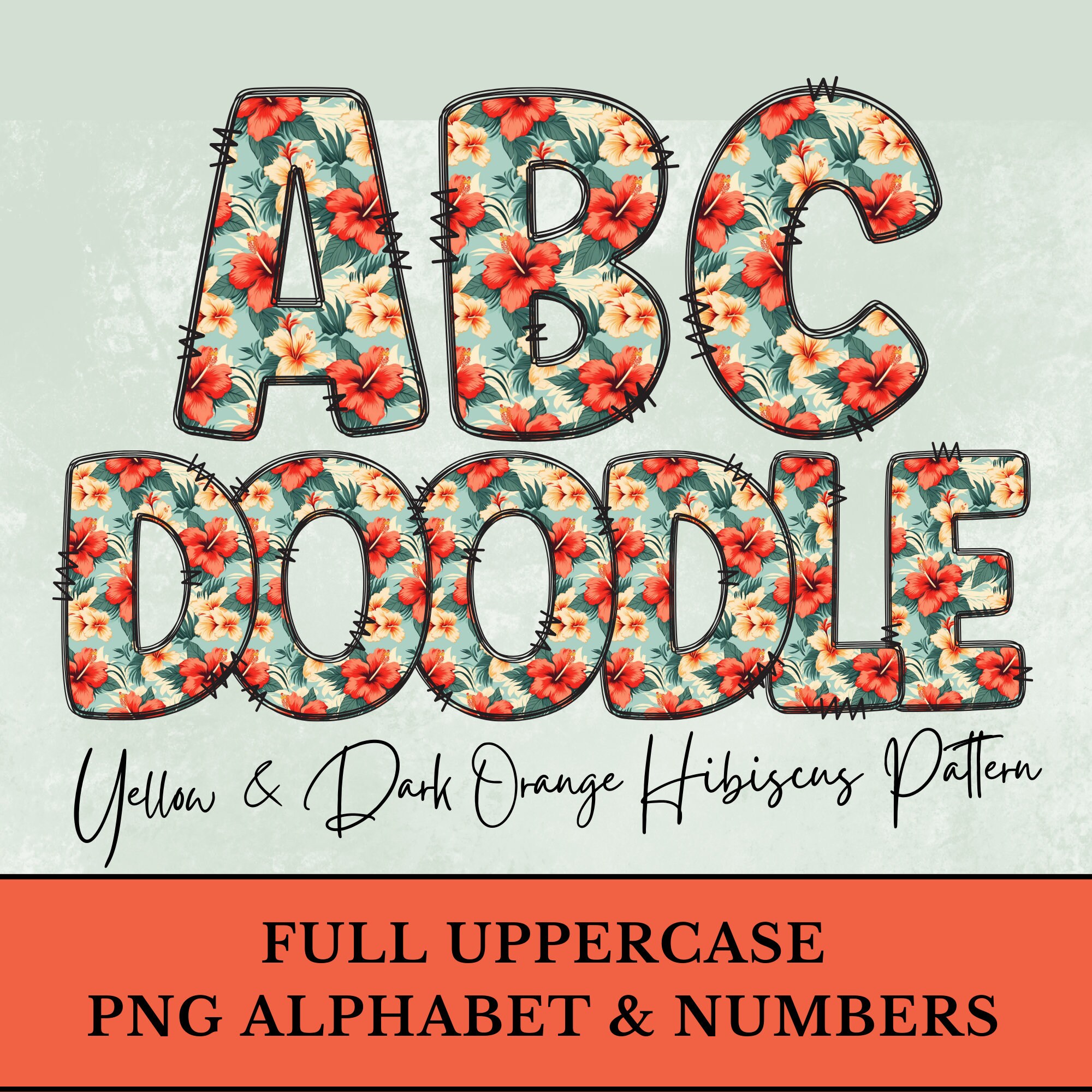 Yellow & Dark Orange Hibiscus PNG Alphabet, Floral PNG, Tropical Flower ...