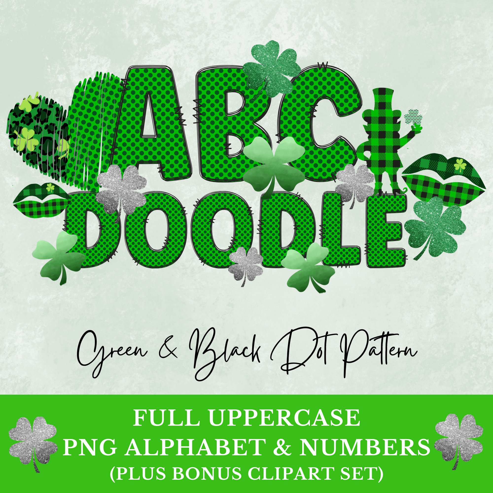 Green Polka Dot PNG Alphabet Letters Doodle Letters for T-shirt ...