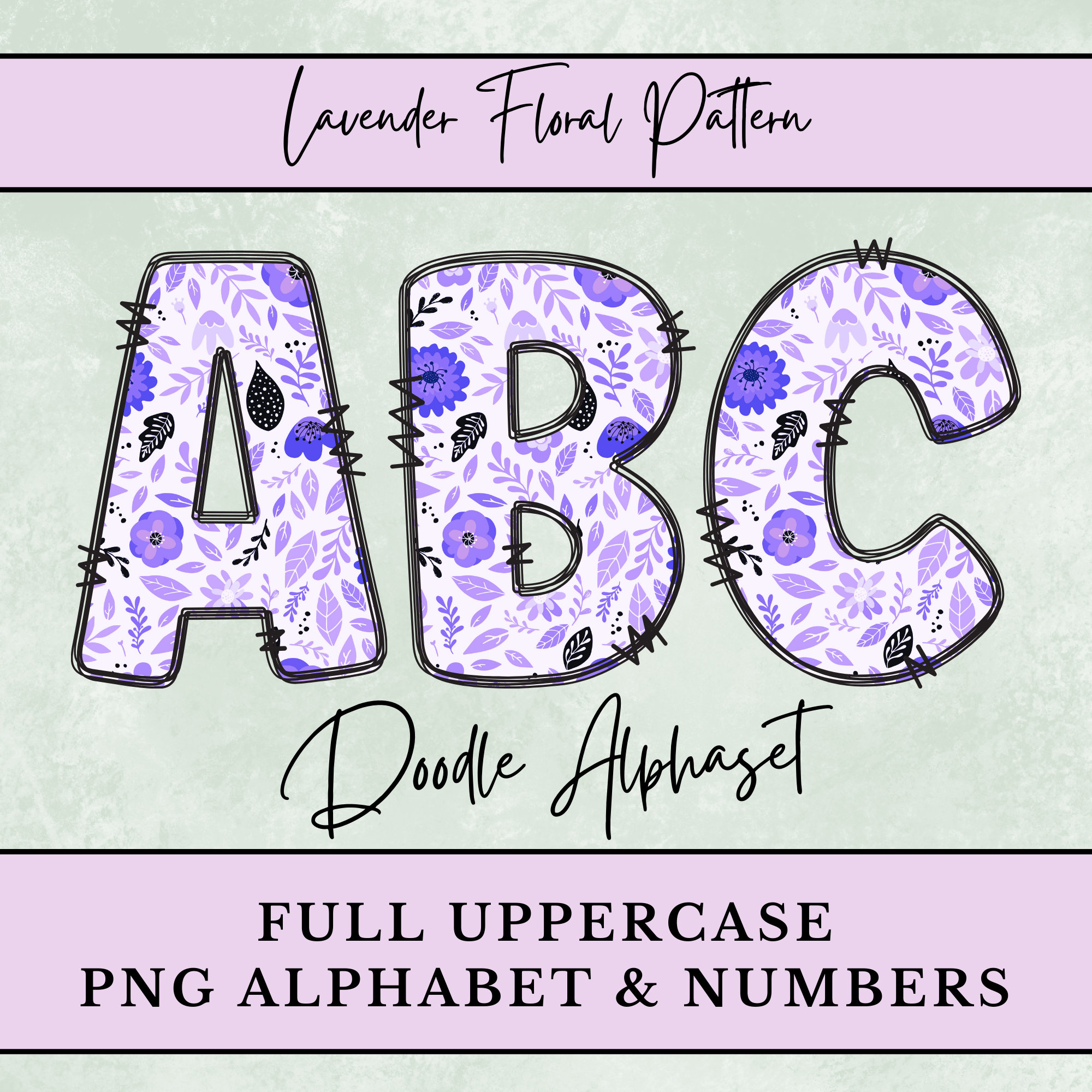 Lavender Floral PNG Alphabet, PNG Alphabet Letters, Purple Doodle ...