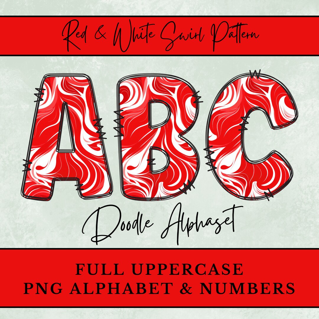 Red and White Swirl PNG Alphabet, Red PNG Alphabet Letters, White ...
