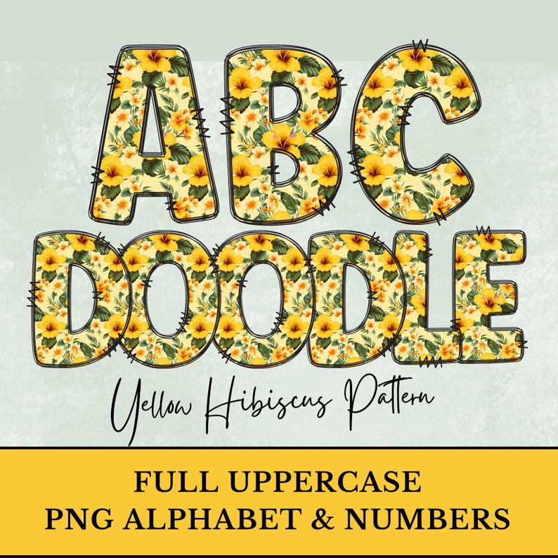 Golden Yellow Hibiscus PNG Alphabet, Floral PNG Letters, Tropical ...
