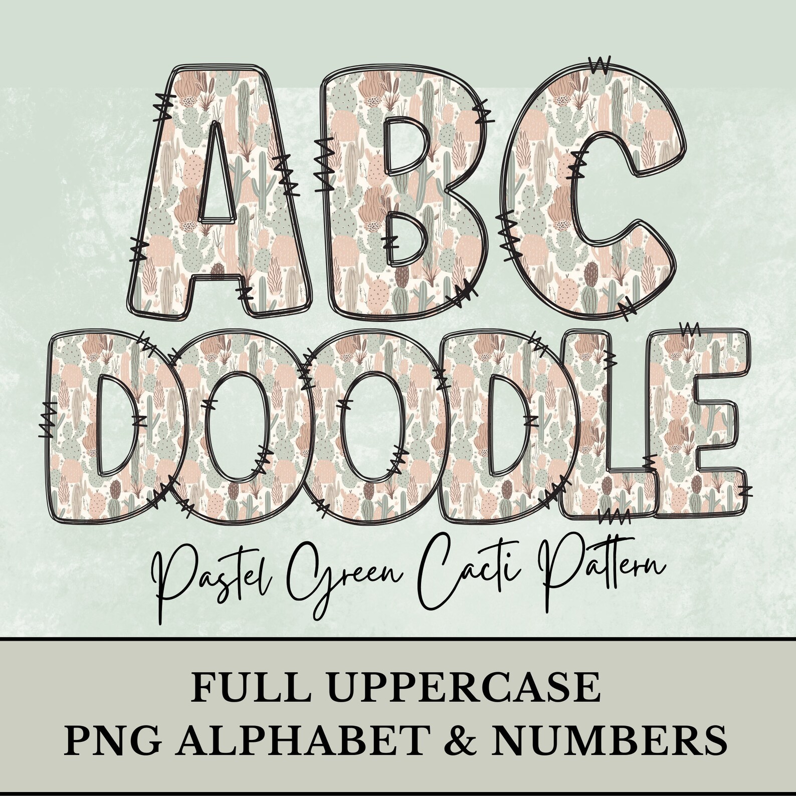 Pastel Green Cacti PNG Alphabet, Cactus PNG Alphabet Letters, Plant ...