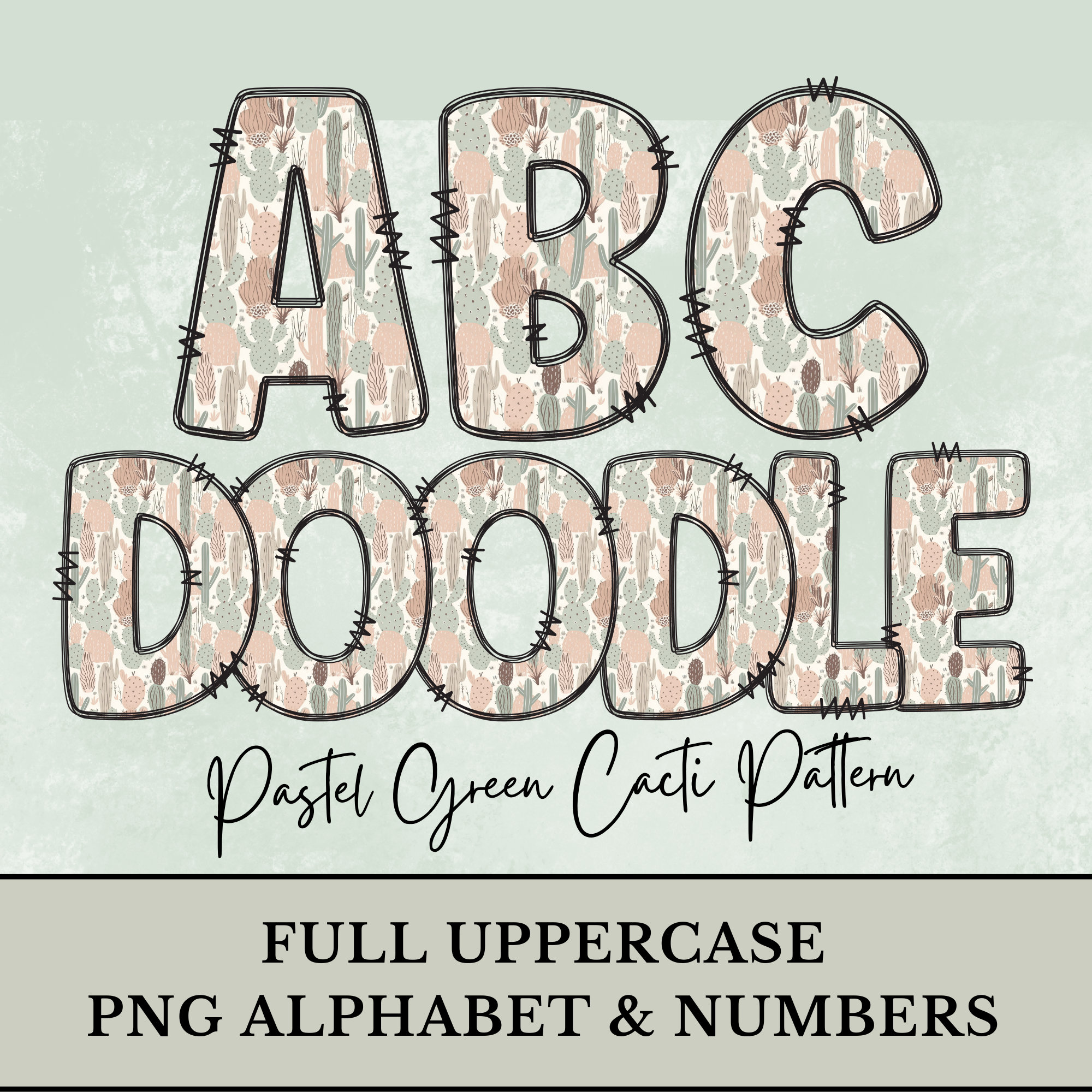 Pastel Green Cacti PNG Alphabet, Cactus PNG Alphabet Letters, Plant ...